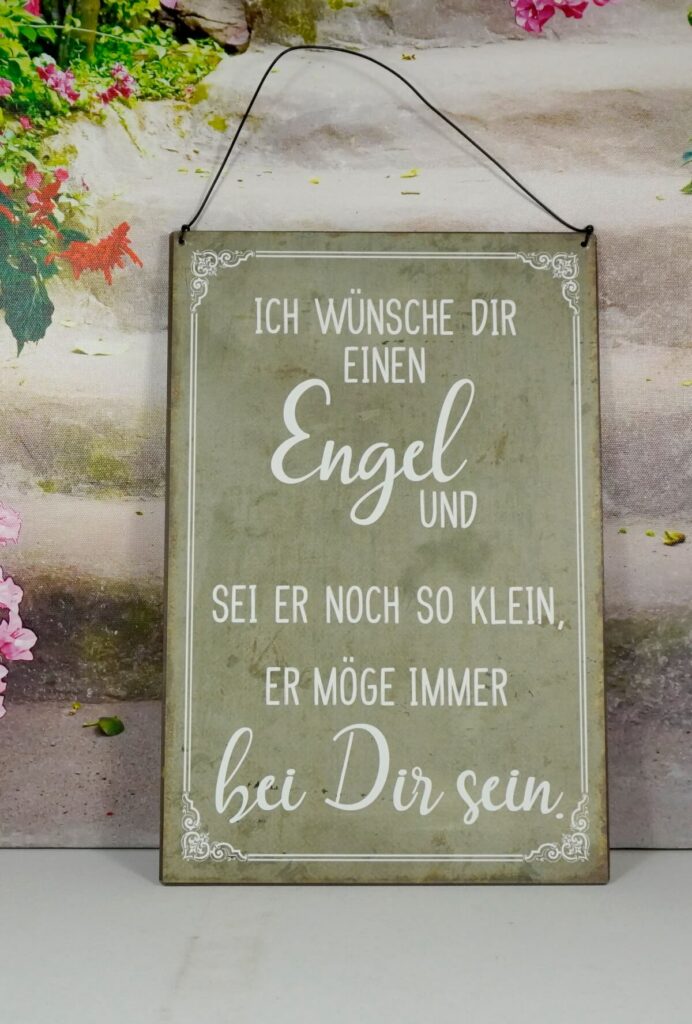 Deko Blechschild Ich wünsche dir einen Engel und sei er noch so klein er möge immer bei dir sein ...
