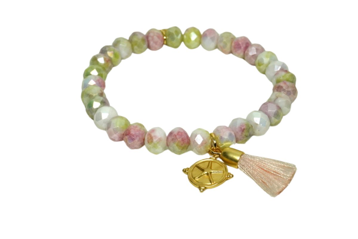 Biba Armband Crystal Pastell Perlen Damen Armband Troddel Apricot Stern ...