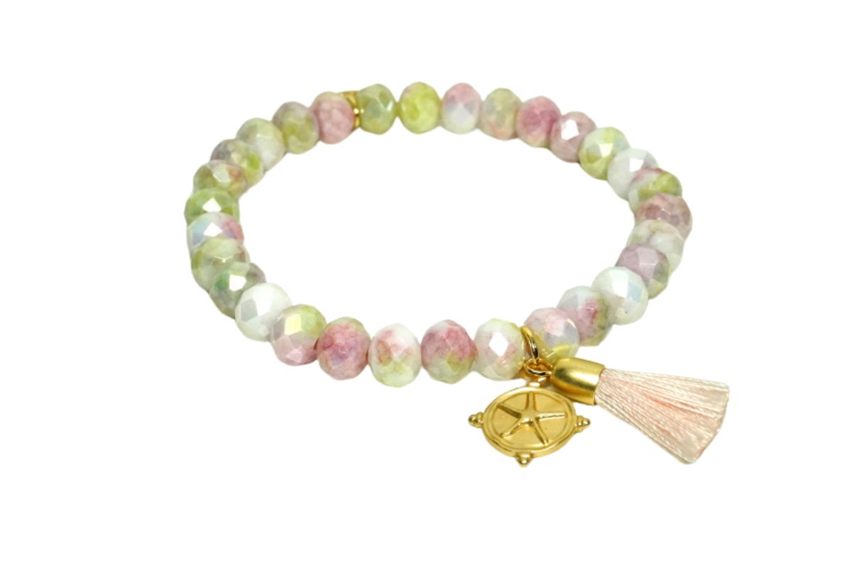Biba Armband Crystal Pastell Perlen Damen Armband Troddel Apricot Stern ...