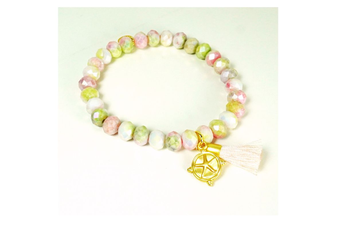 Biba Armband Crystal Pastell Perlen Damen Armband Troddel Apricot Stern ...