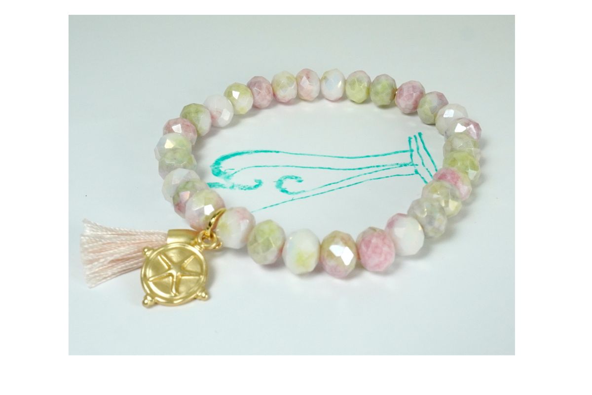 Biba Armband Crystal Pastell Perlen Damen Armband Troddel Apricot Stern ...