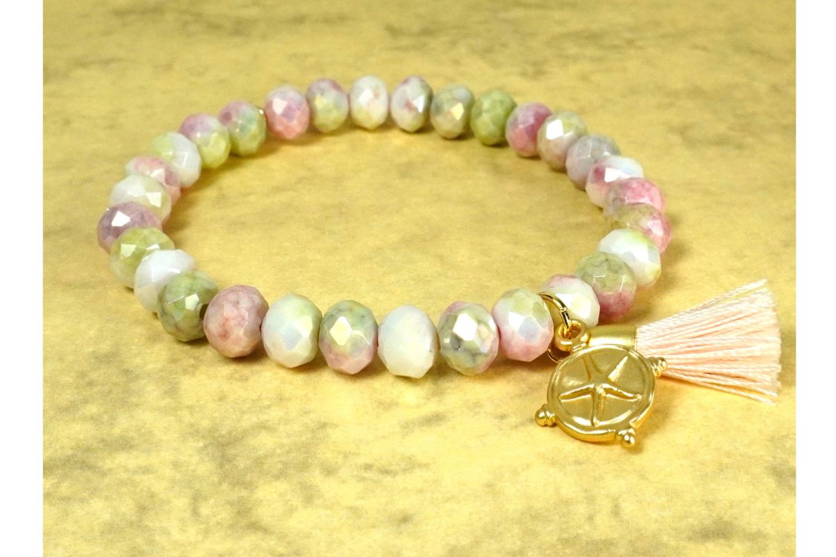 Biba Armband Crystal Pastell Perlen Damen Armband Troddel Apricot Stern ...